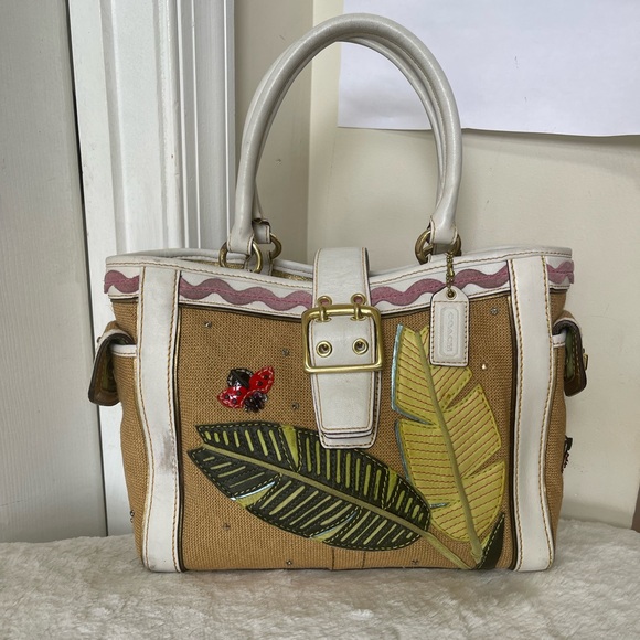 Coach | Bags | Coach Ltd Edition Hampton Ladybug Bag Straw Leather ...